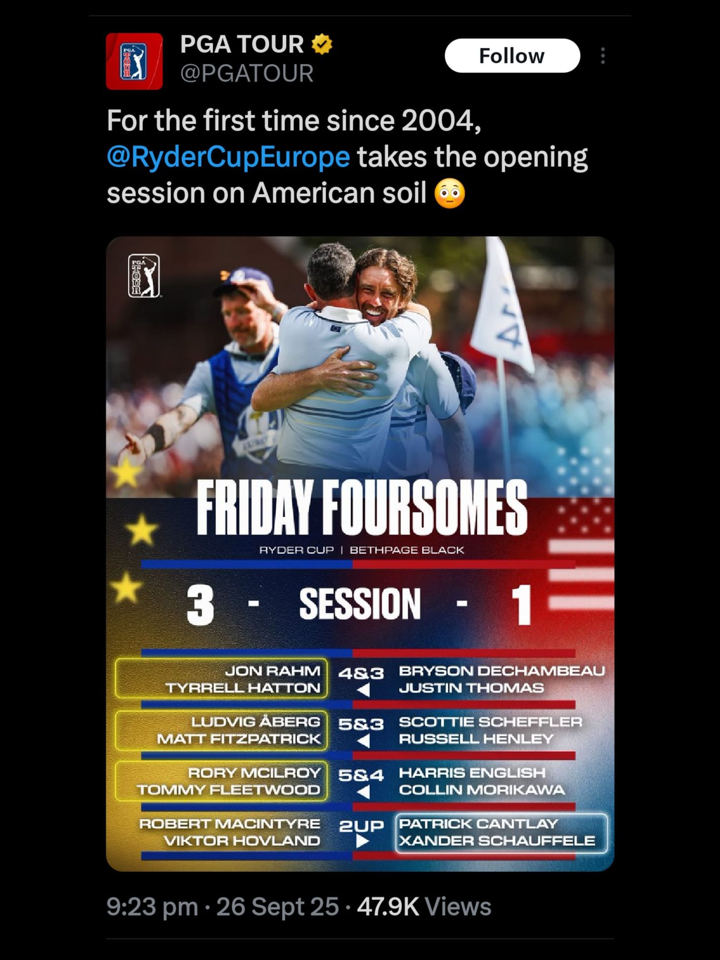 Ryder Cup 2025: Rory McIlroy and Jon Rahm send Team Europe off to a ...