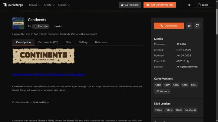 Minecraft Continents mod guide