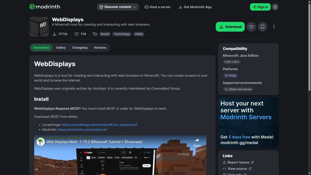 Minecraft WebDisplays mod guide