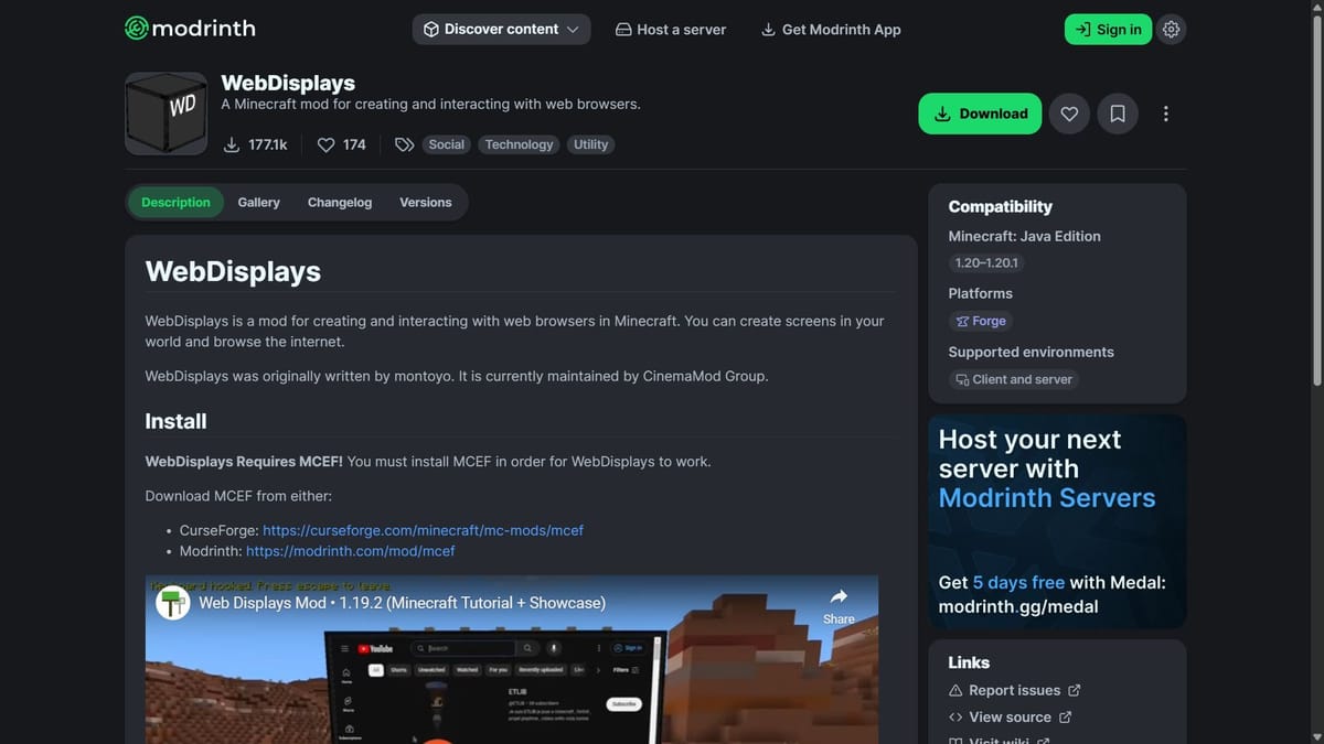 Minecraft WebDisplays mod guide