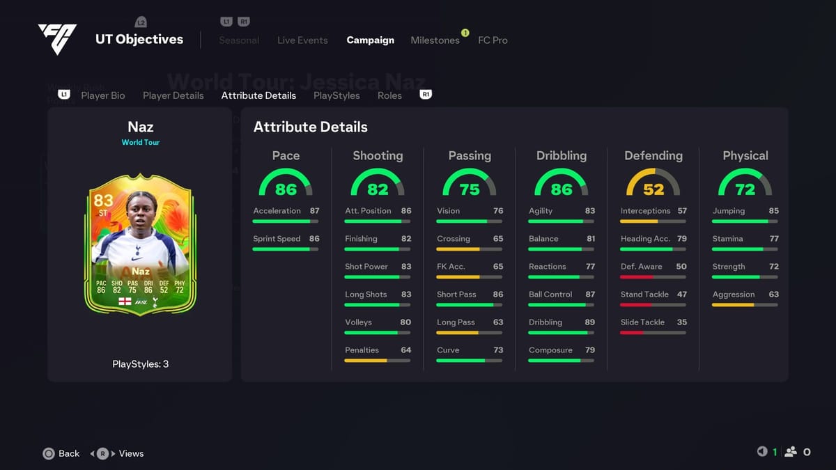 EA FC 26 Jessica Naz World Tour objective: All tasks and rewards