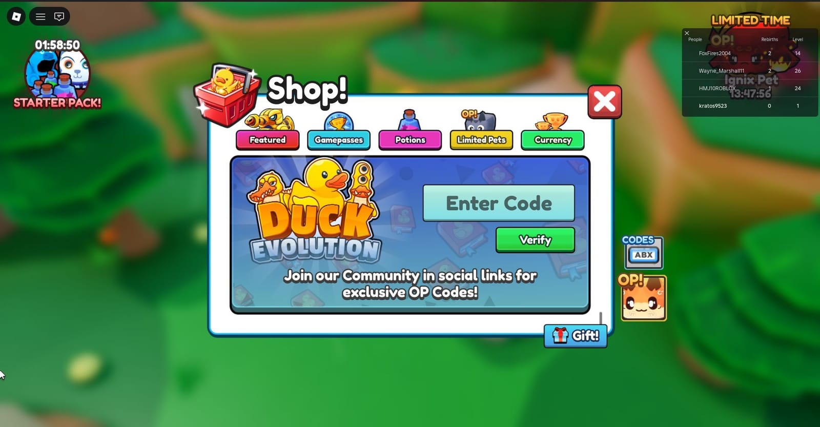 Duck Evolution codes (December 2025)