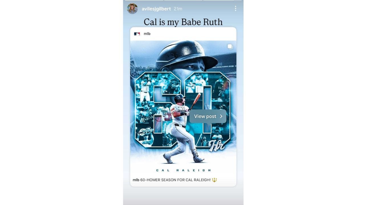 "Cal Raleigh is my Babe Ruth" - Logan Gilbert's wife Aviles makes bold ...