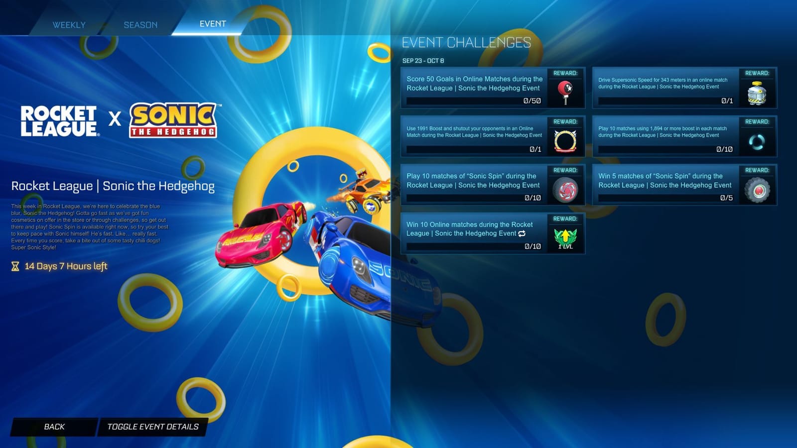 Rocket League x Sonic the Hedgehog: All items, quests, and more