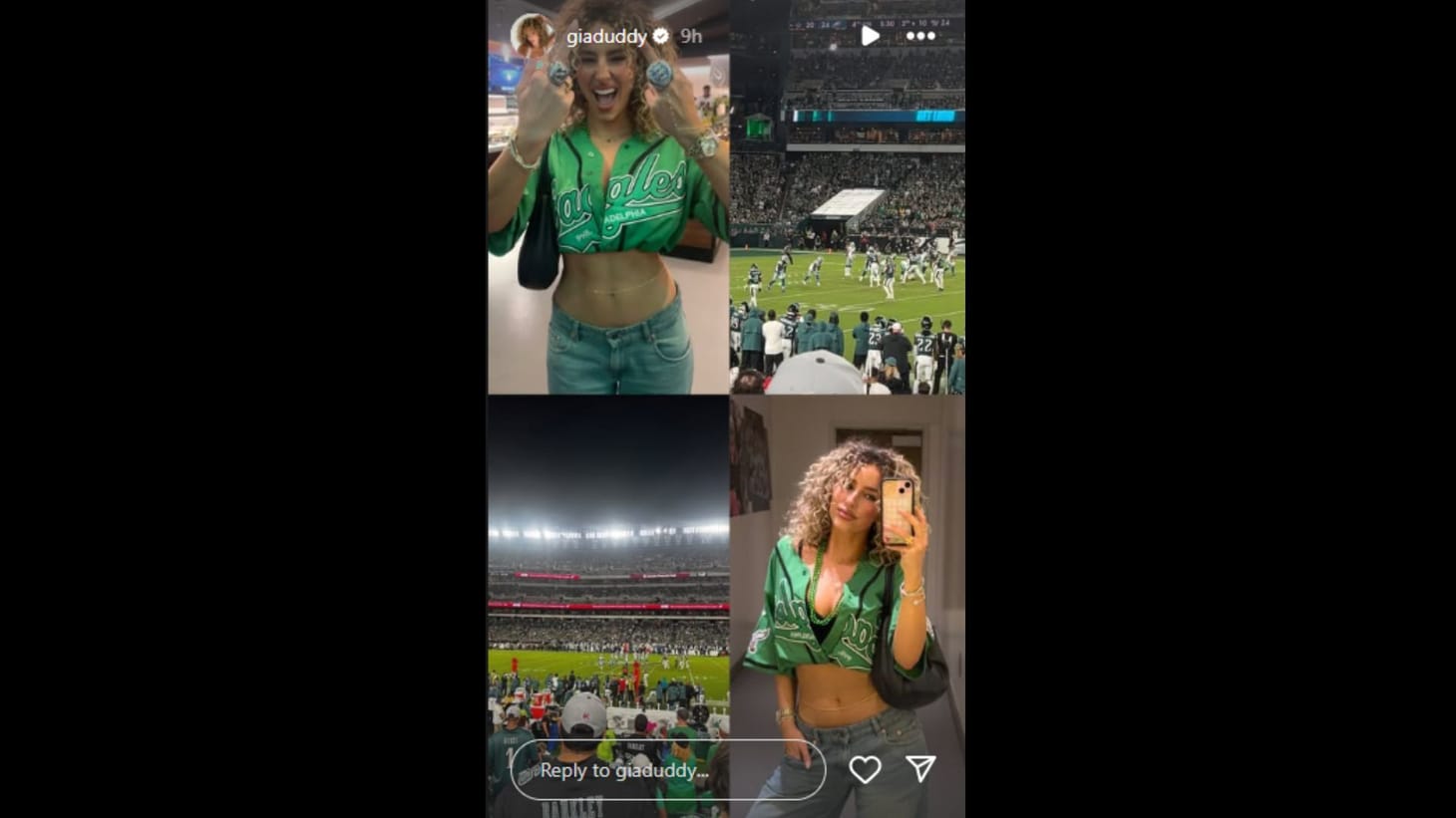 Will Levis' ex gf Gia Duddy shows support for Philly with Kelly green ...