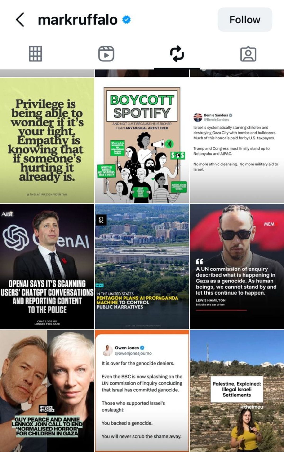 Mark Ruffalo reshares Lewis Hamilton’s statement quoting UN Commission ...