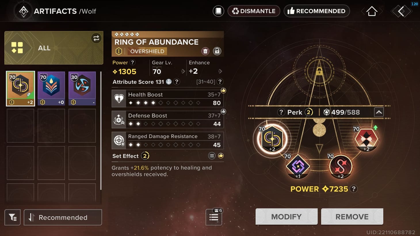 Best Mythic Artifacts for Wolf in Destiny: Rising