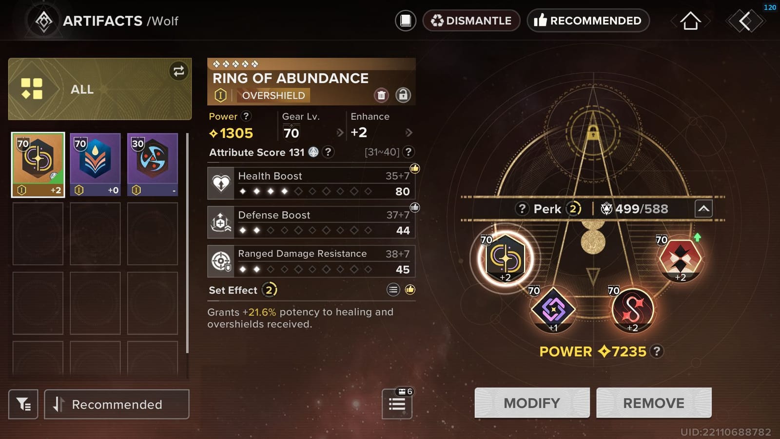 Best Mythic Artifacts for Wolf in Destiny: Rising