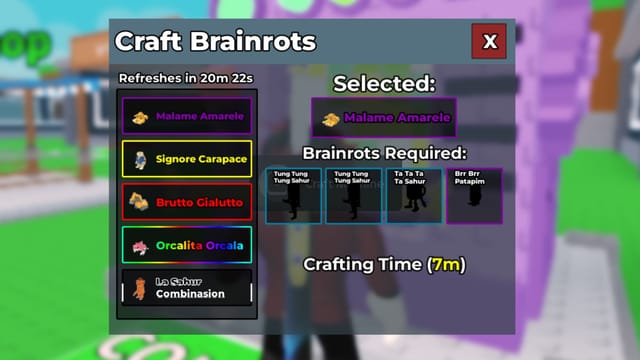 Steal a Brainrot Craft Machine: All units and their recipes