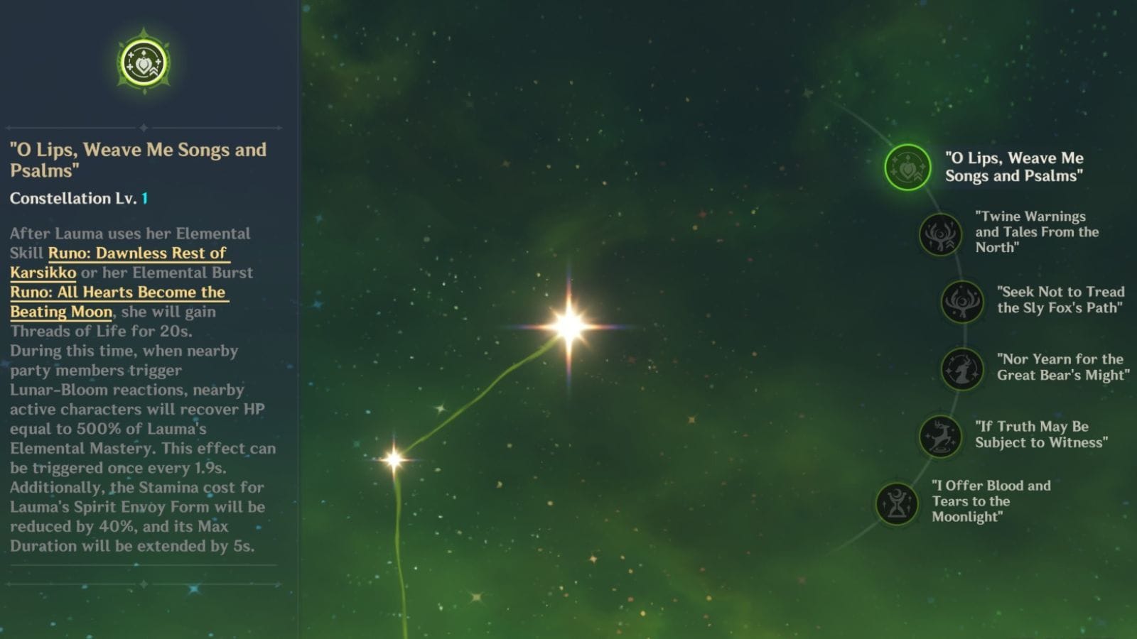 Lauma constellations ranked in Genshin Impact