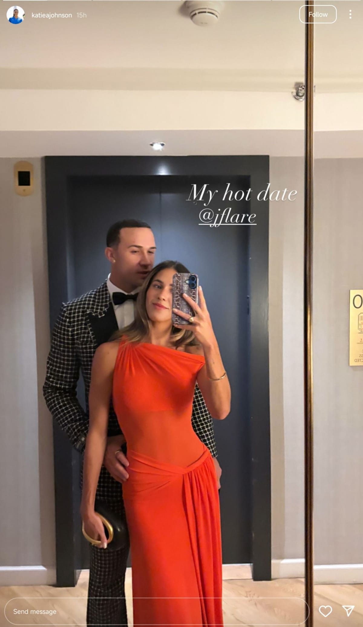 Jack Flaherty's girlfriend Katie Johnson turns up the glamor in chic orange "dream dress" for ...
