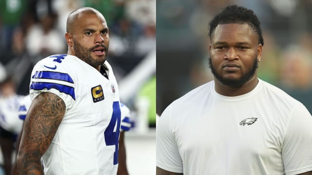 WATCH: Viral video of Dak Prescott spitting toward Eagles huddle moments before Jalen Carter's ...