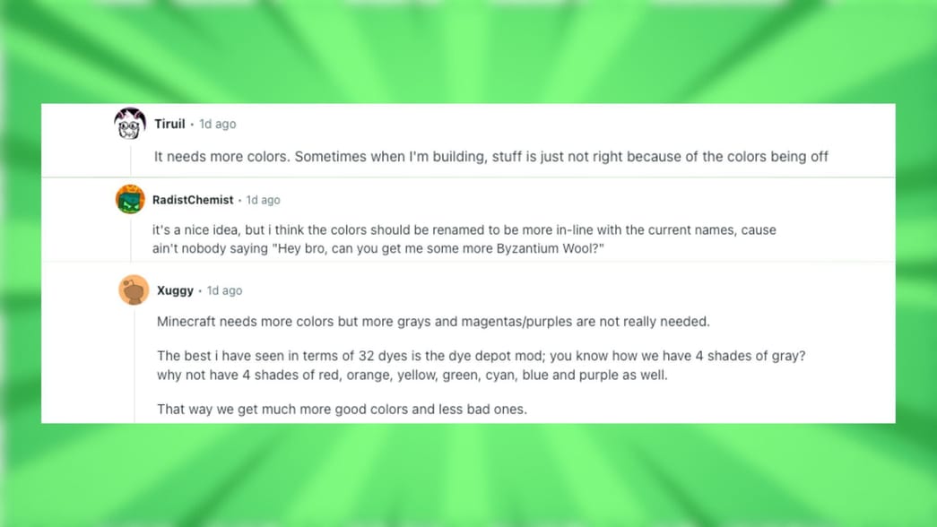 A new Minecraft Colors update would be much appreciated by fans
