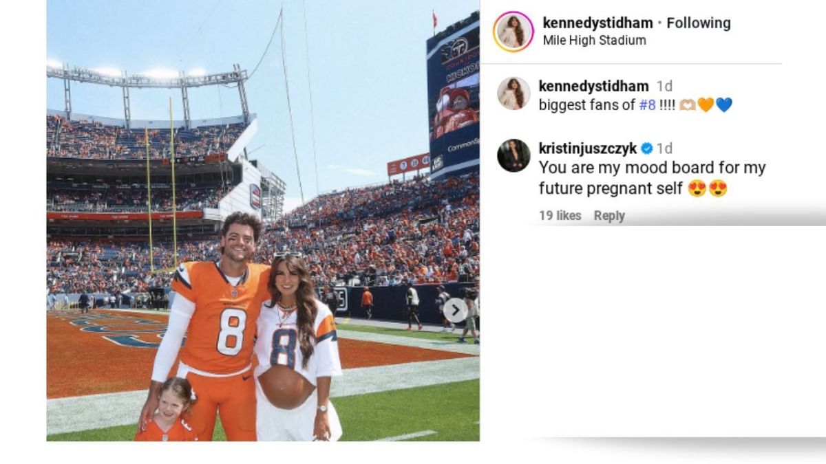 Kristin Juszczyk teases pregnancy "mood board" as Jarrett Stidham's wife Kennedy shows off baby ...