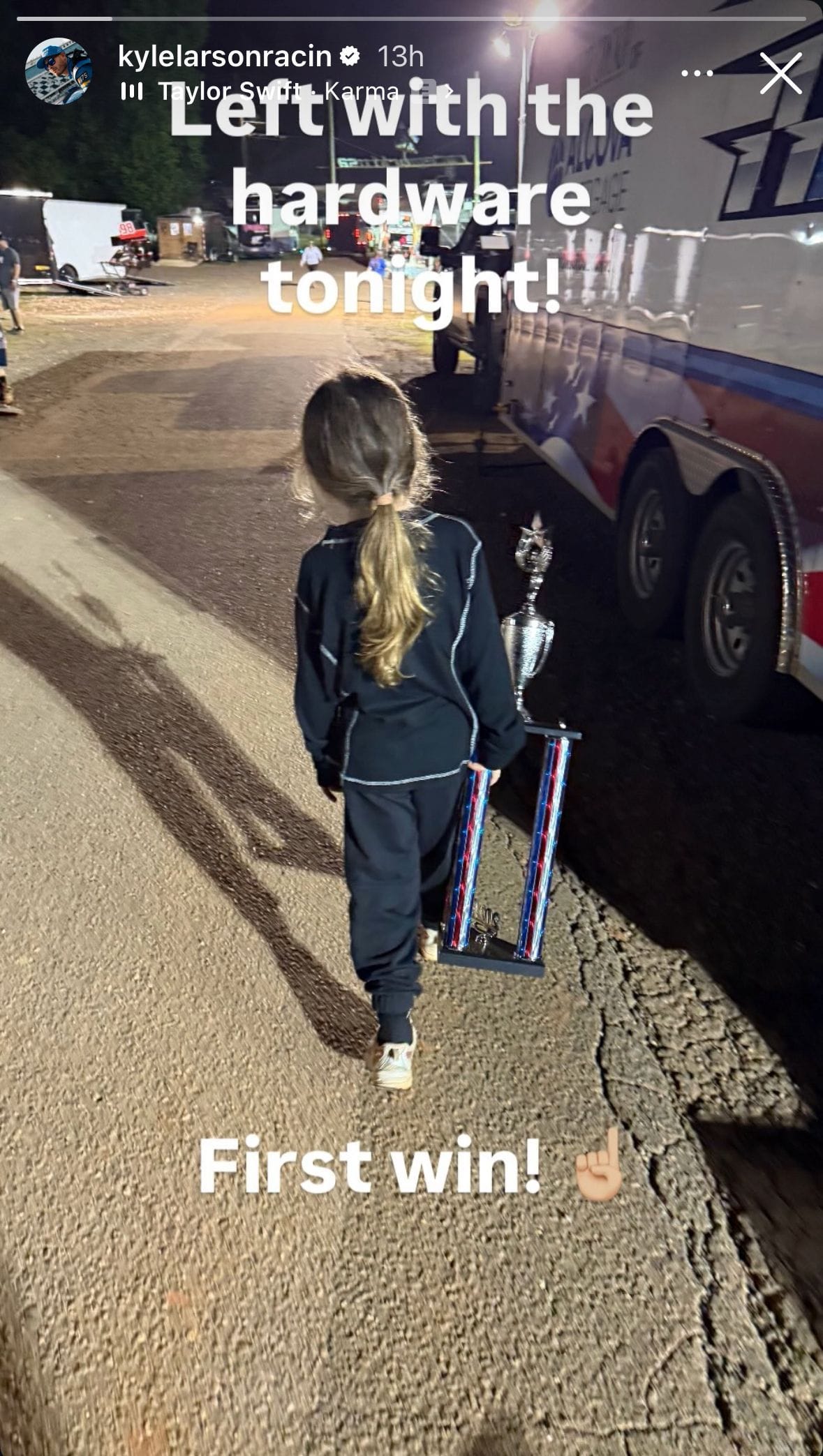 NASCAR star Kyle Larson beams as daughter Audrey Larson scores her ...
