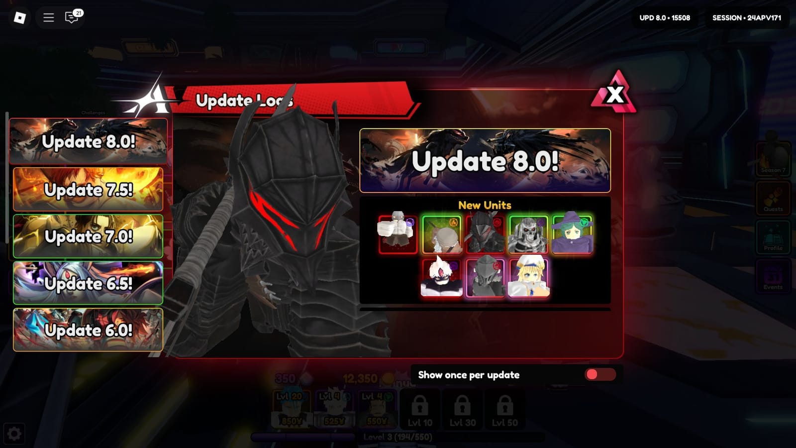 What are the meta units in Anime Vanguards Update 8.0?
