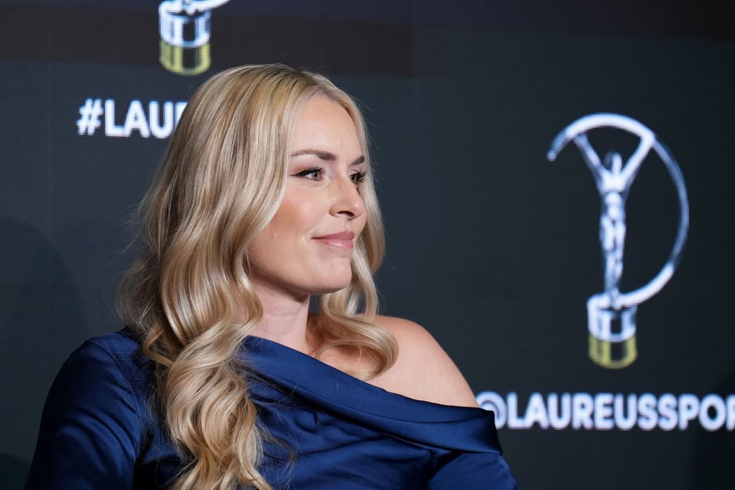 Lindsey Vonn poses in red bikini during lake recovery at 2026 ski pre ...