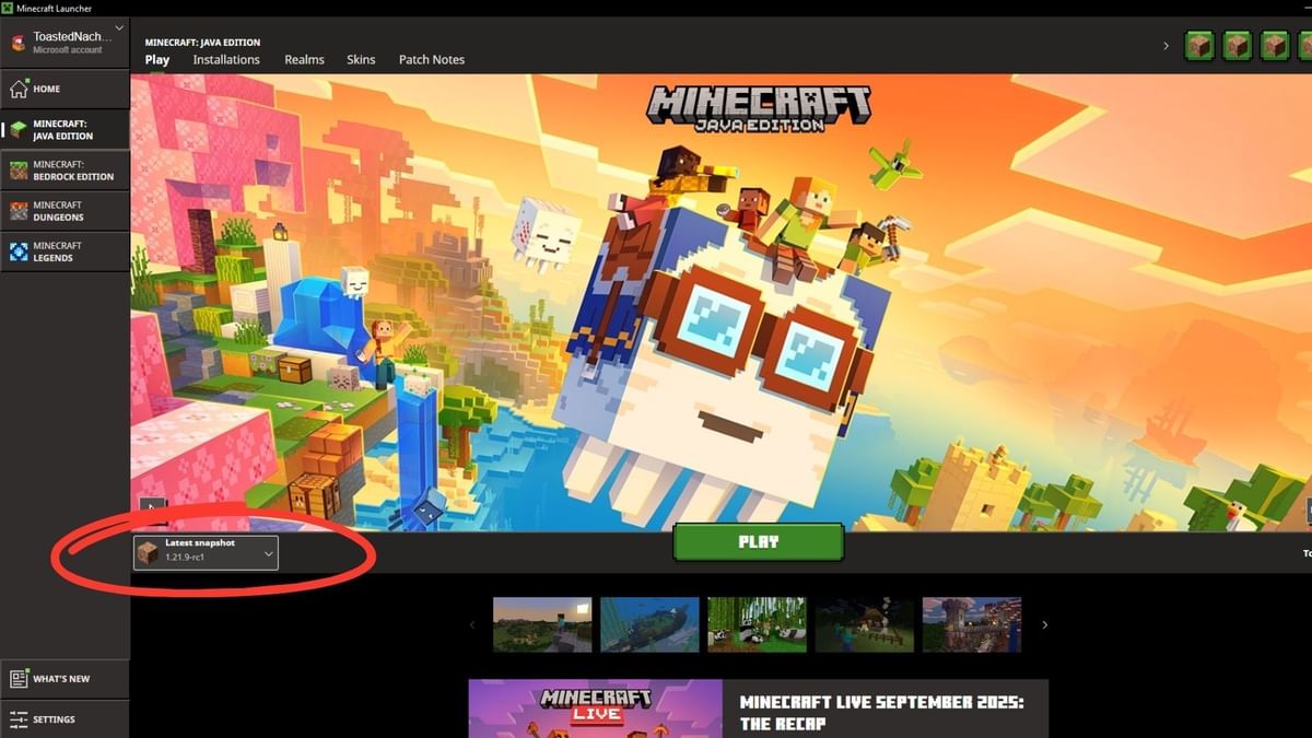 How to download Minecraft 1.21.9 update for Java Edition