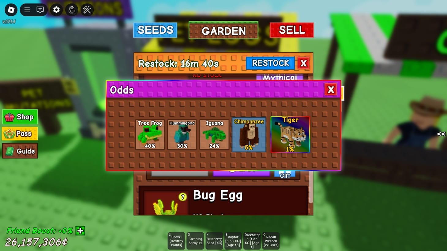 What does the Tiger do in Grow a Garden?