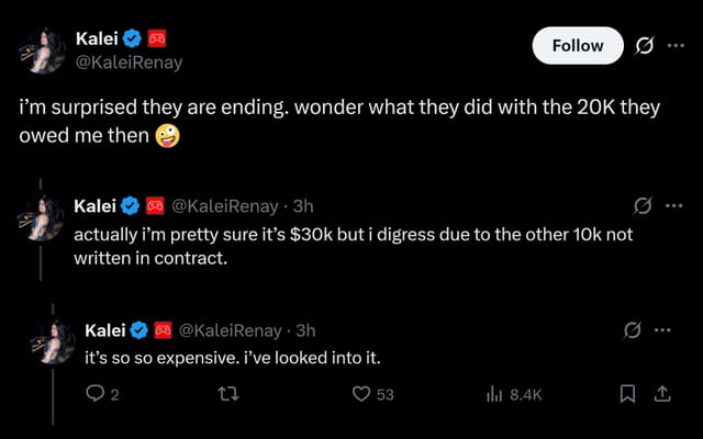 Twitch streamer Kalei alleges G FUEL owes her money, as brand announces ...