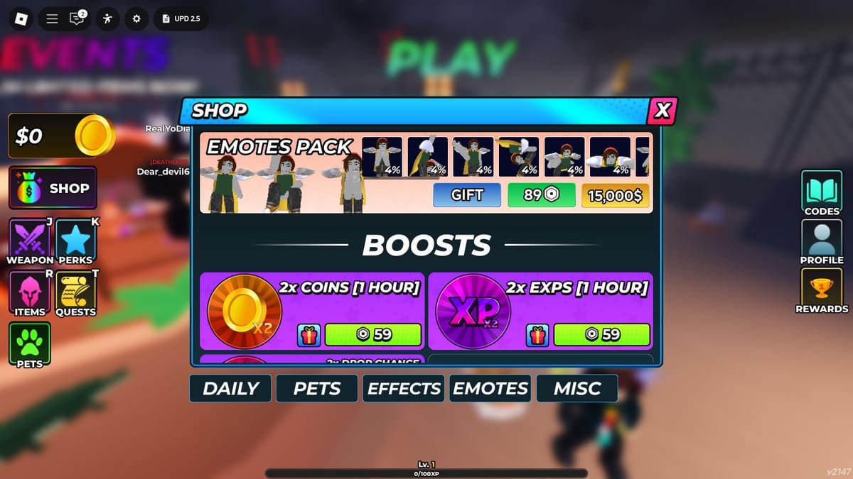All Emotes in Hunty Zombie