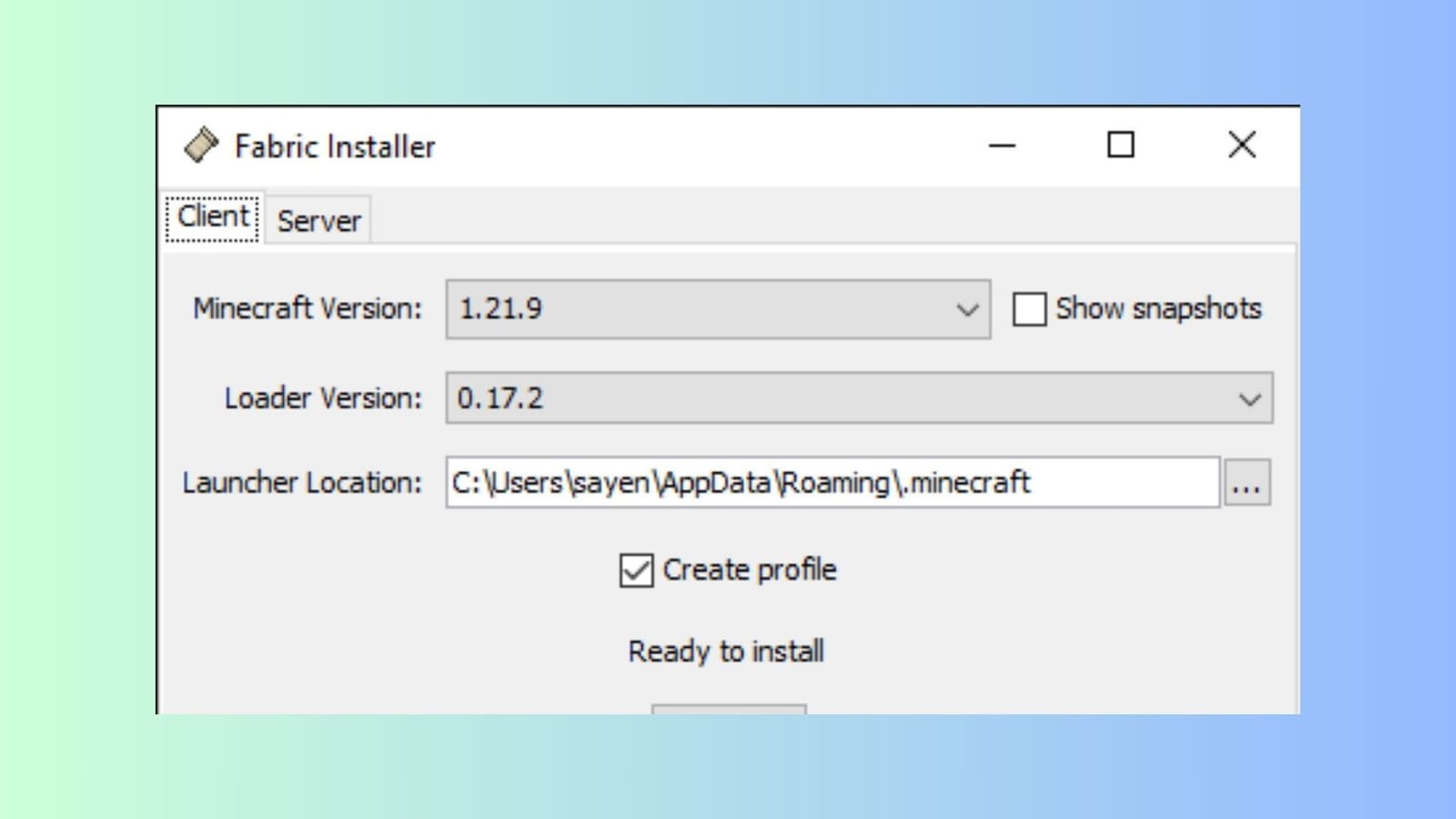 How to get Minecraft Fabric 1.21.9
