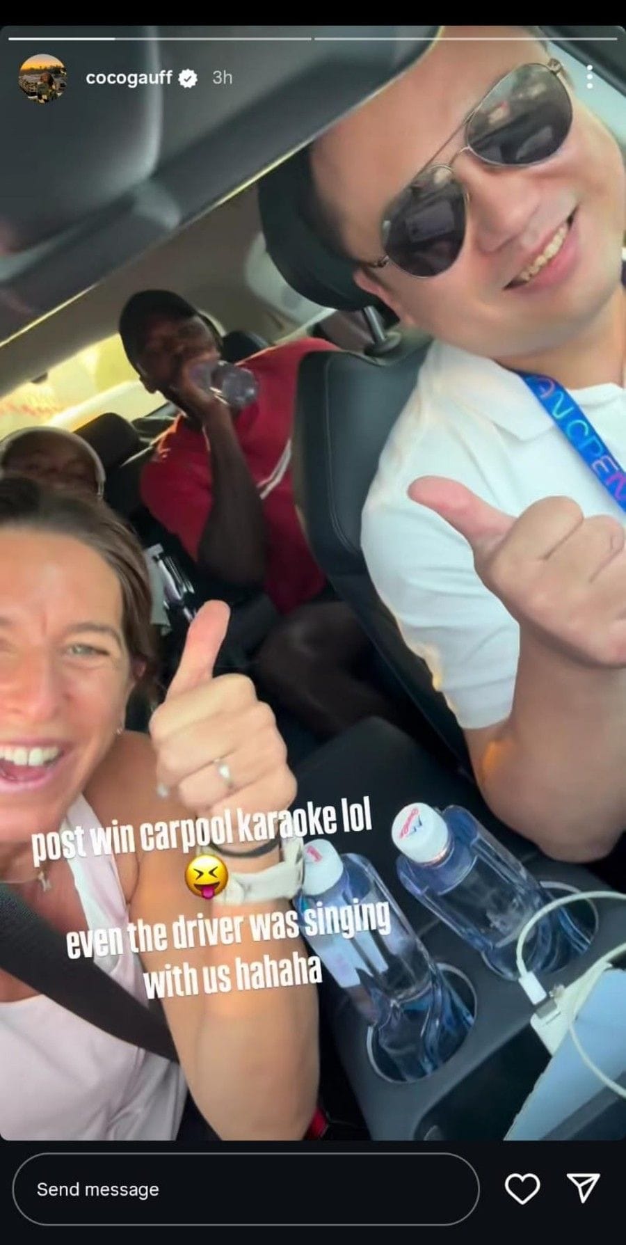 Coco Gauff & team take their karaoke on the road, their car driver joins in hilarious scenes ...