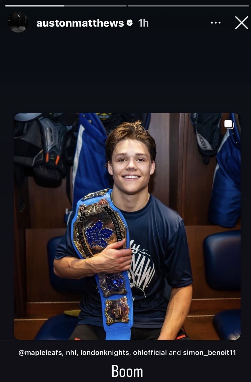 Auston Matthews drops 1-word reaction as Easton Cowan gets Maple Leafs ...