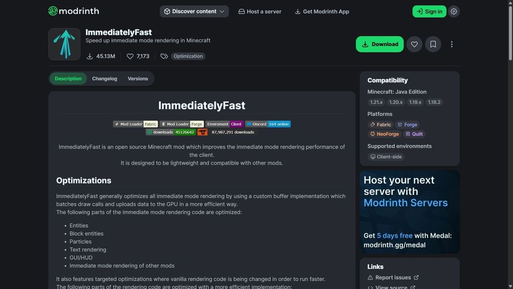 This Minecraft mod immediately improves game performance and increases FPS