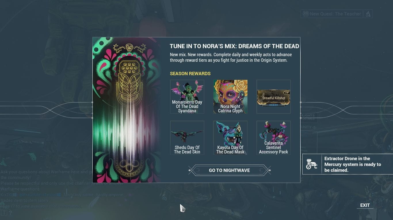 Warframe Nora's Mix: Dreams of the Dead rewards