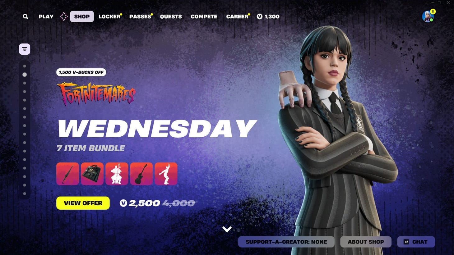How to get the Wednesday Addams skin in Fortnite
