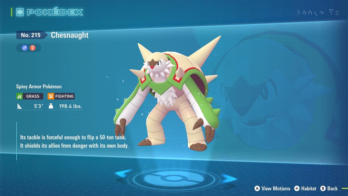 Best Chesnaught moveset and nature in Pokemon Legends Z-A