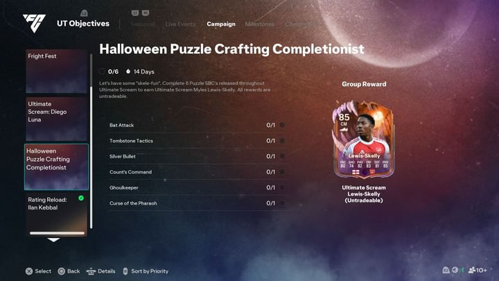 EA FC 26 Halloween Puzzle Crafting Completionist objective: All tasks ...