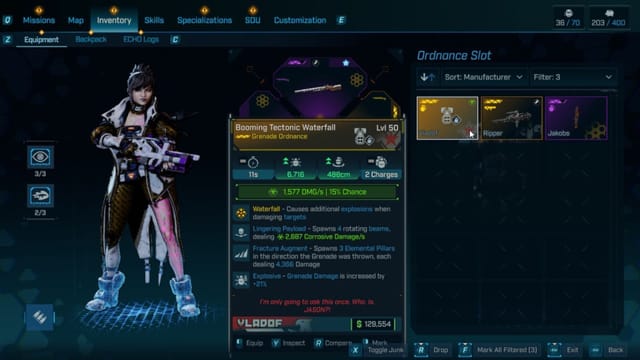 Borderlands 4 Waterfall Legendary grenade: Unique effect, stats, and ...