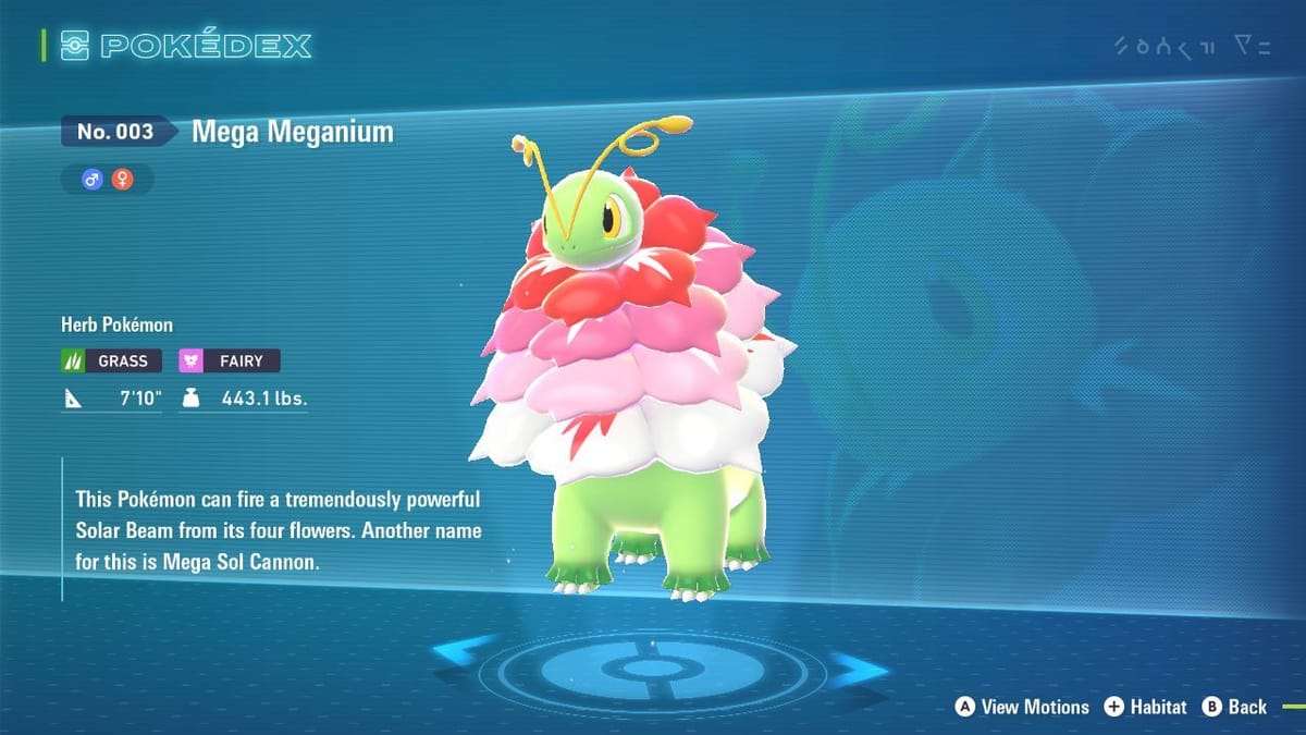 Best Meganium moveset and nature in Pokemon Legends Z-A