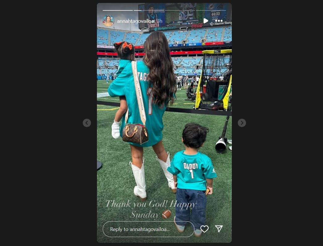 Tua Tagovailoa's wife Annah styles $2260 Louis Vuitton bag while ...