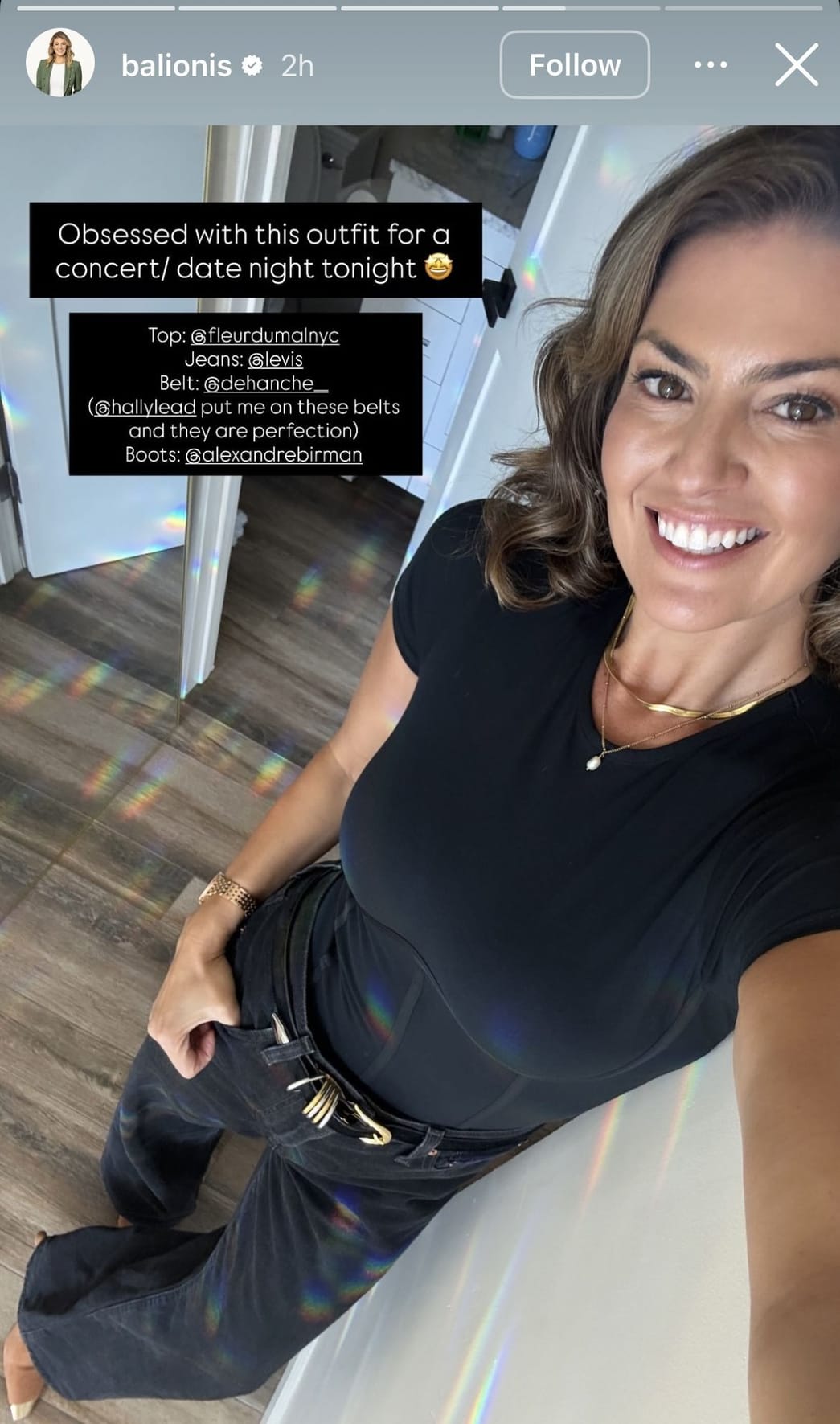Amanda Balionis rocks $98 black top for Thursday 'date night'