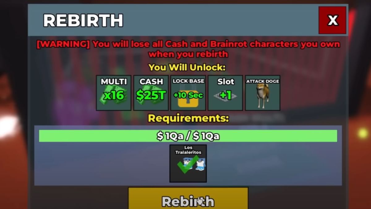 Steal a Brainrot Rebirth 16 guide
