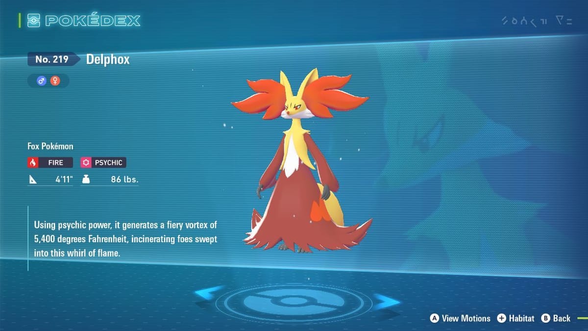 Best Delphox moveset and nature in Pokemon Legends Z-A