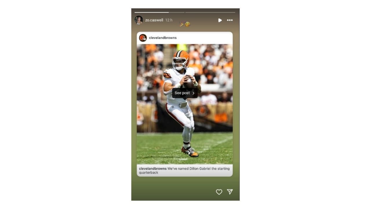 Dillon Gabriel's fiancée Zo Caswell celebrates as Browns rookie QB ...