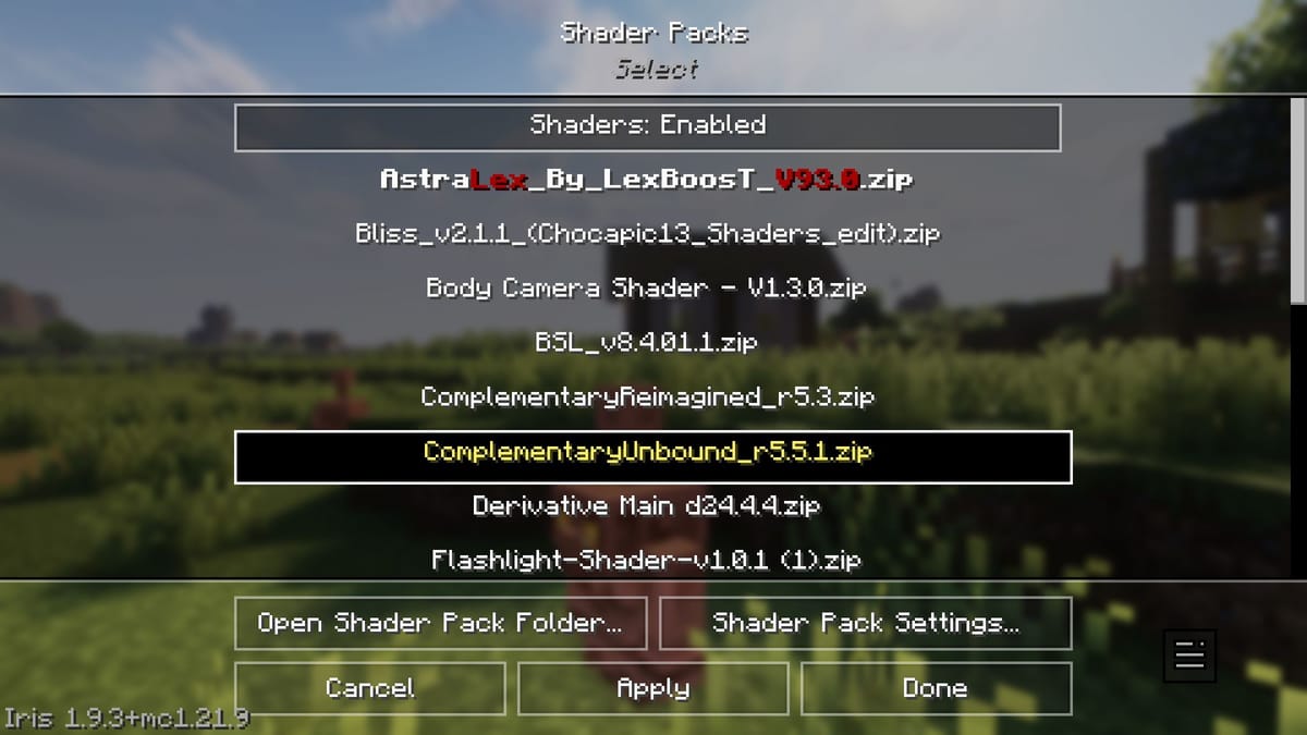 How to download Minecraft 1.21.9 Iris Shaders