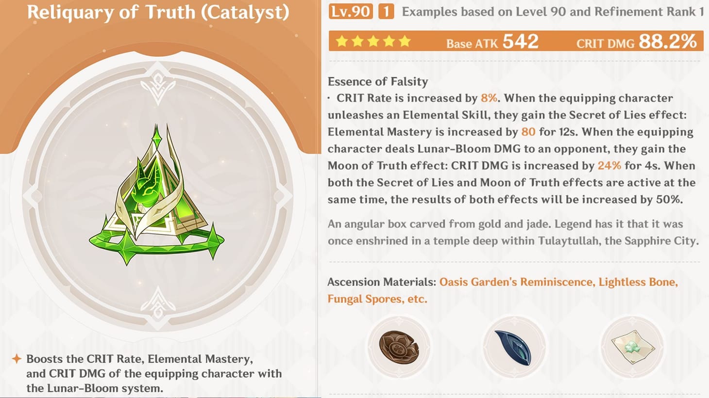 Genshin Impact Reliquary of Truth weapon guide