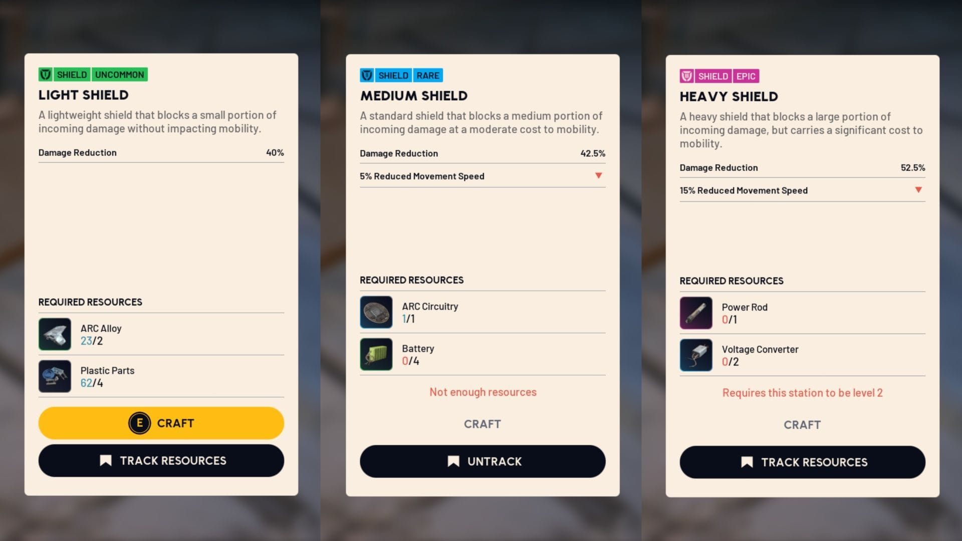 How to craft and recharge all shields in ARC Raiders