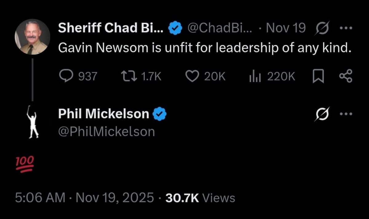 Phil Mickelson backs Chad Bianco's claim of Gavin Newsom being "unfit ...