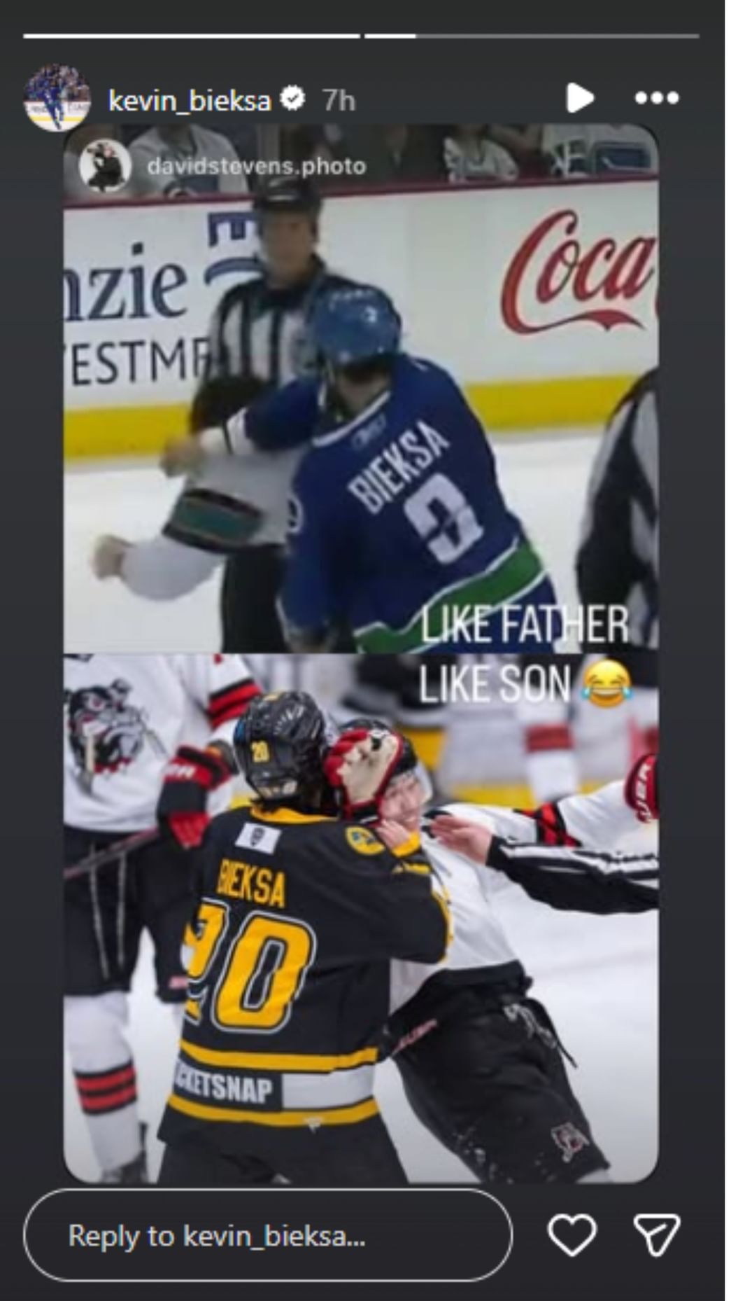 "Like father, like son": Kevin Bieska reacts to son Cole's on-ice scrap ...