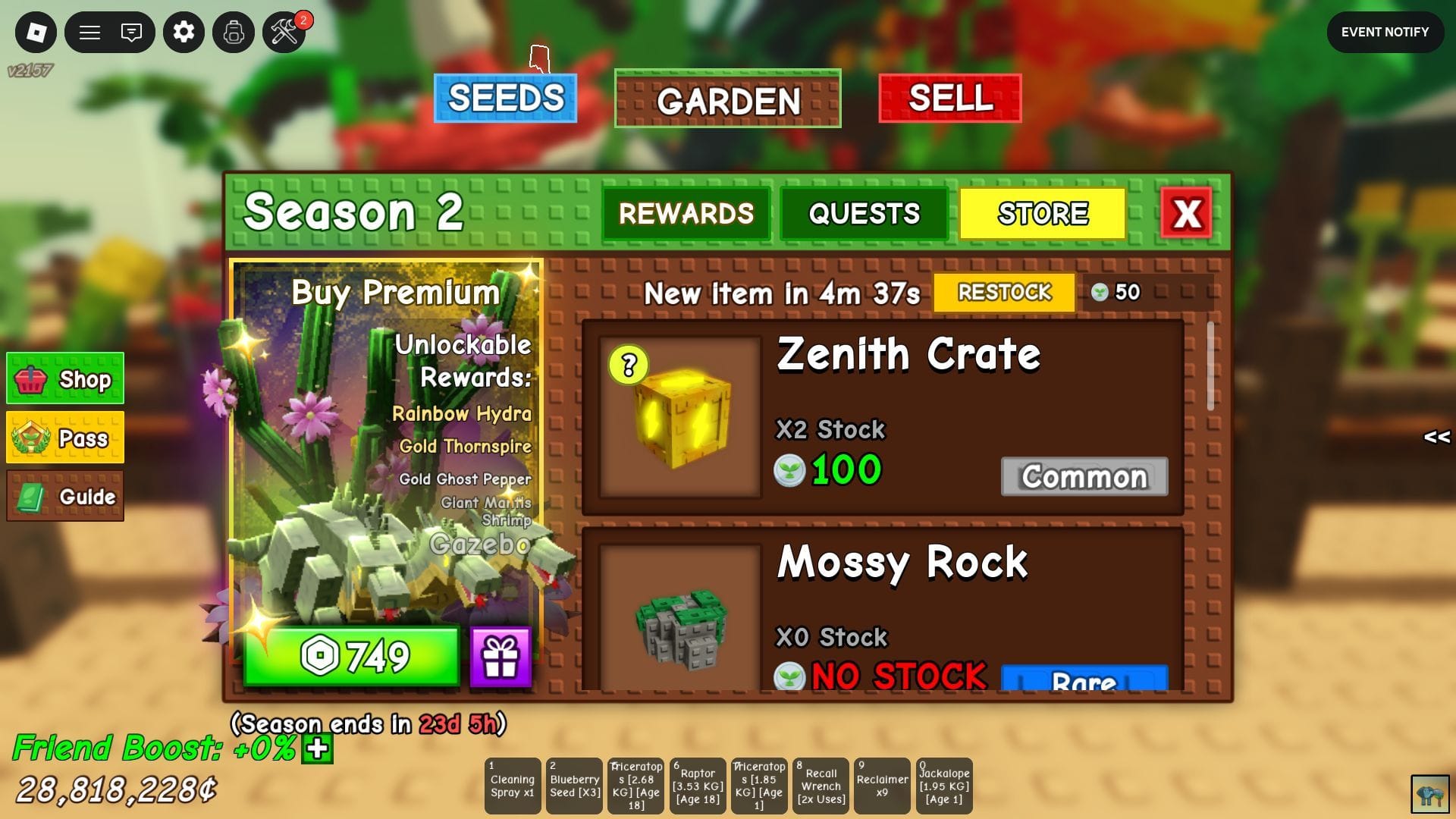 Grow a Garden Season 2 Pass: All tier rewards, Premium price, and more