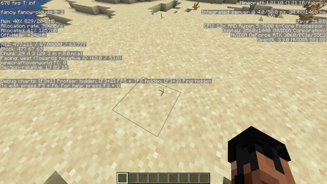 How to open pie chart in Minecraft Java Edition