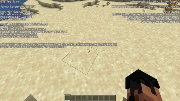 How to open pie chart in Minecraft Java Edition