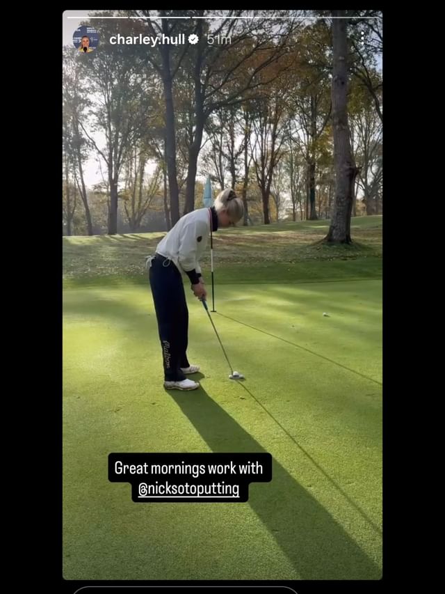 Charley Hull dons white as she practices her swing at Wentworth amid ...