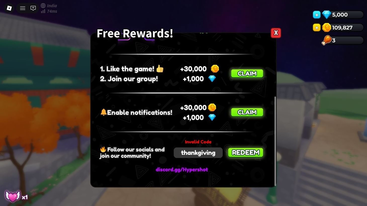 Hypershot codes (November 2025)